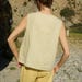 Jess Apple Checks Linen Top - V-neck Sleeveless Top - Loose Silhouette ...