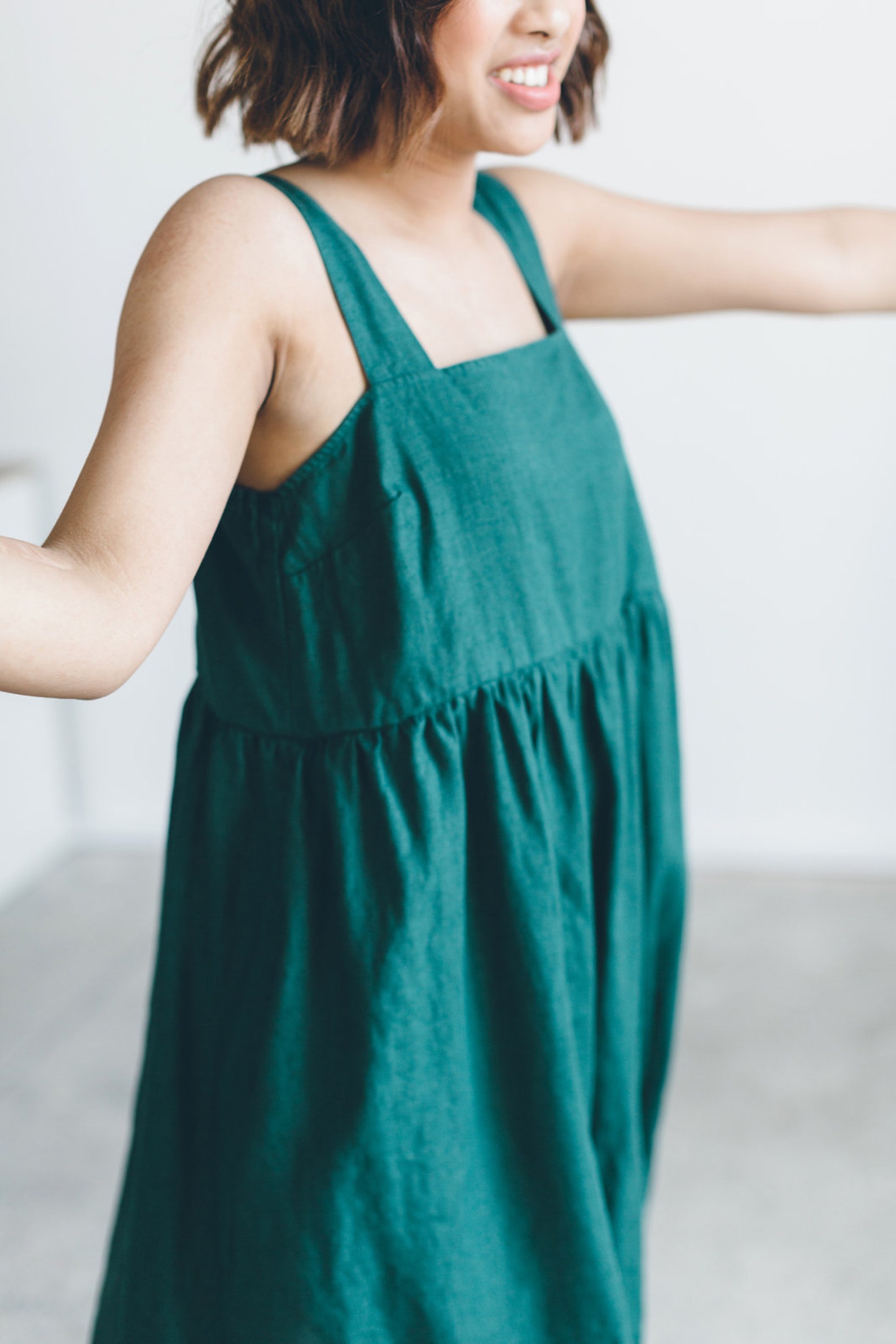 Summer Emerald Green Dress Linen Dress Summer Linen Dress - Etsy