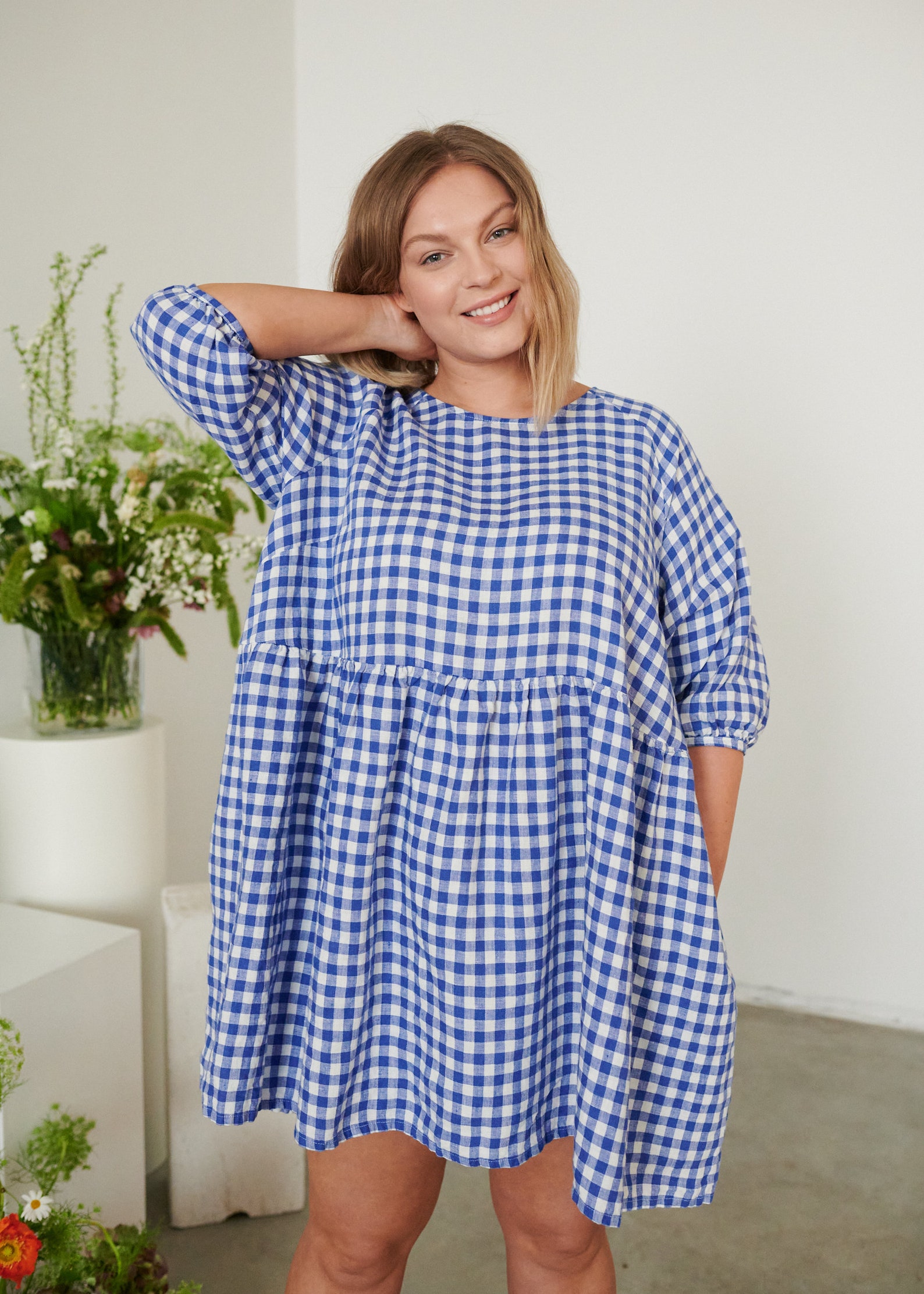 Beth Blue Gingham dress Gingham Linen Dress Summer linen | Etsy