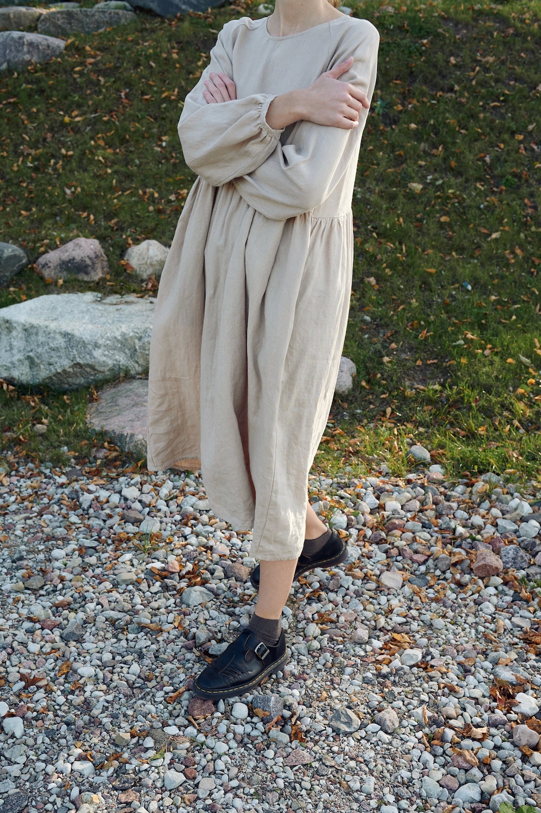 Margo Beige Linen Dress - Linen Dress - Fall Linen Dress - Long Linen ...