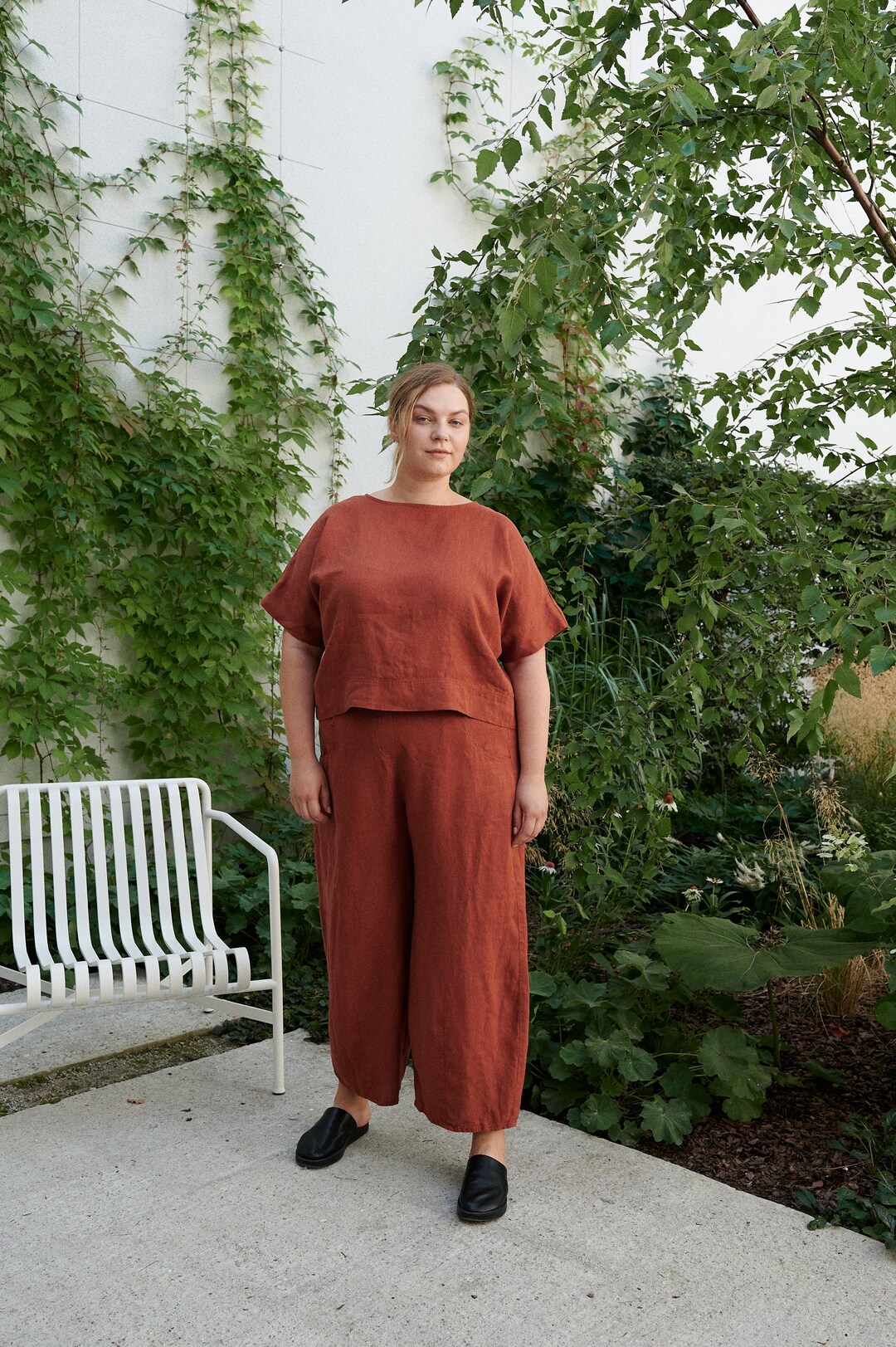 Mona Terracotta Top - Linen Top - Oversized Linen Top - Linen Blouse ...