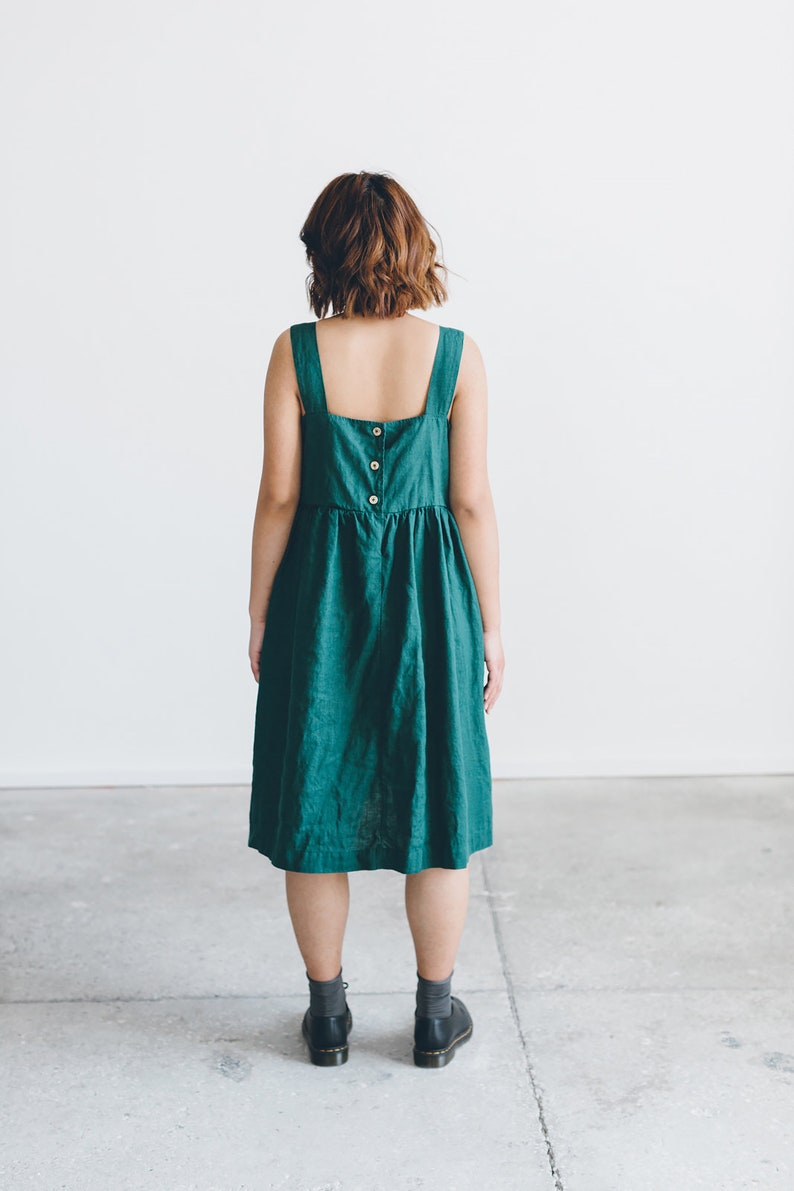 Summer Emerald Green Dress Linen Dress Summer Linen Dress - Etsy