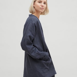 Fall Graphite Grey Jacket Oversized Linen Jacket Linen Jacket Drop ...