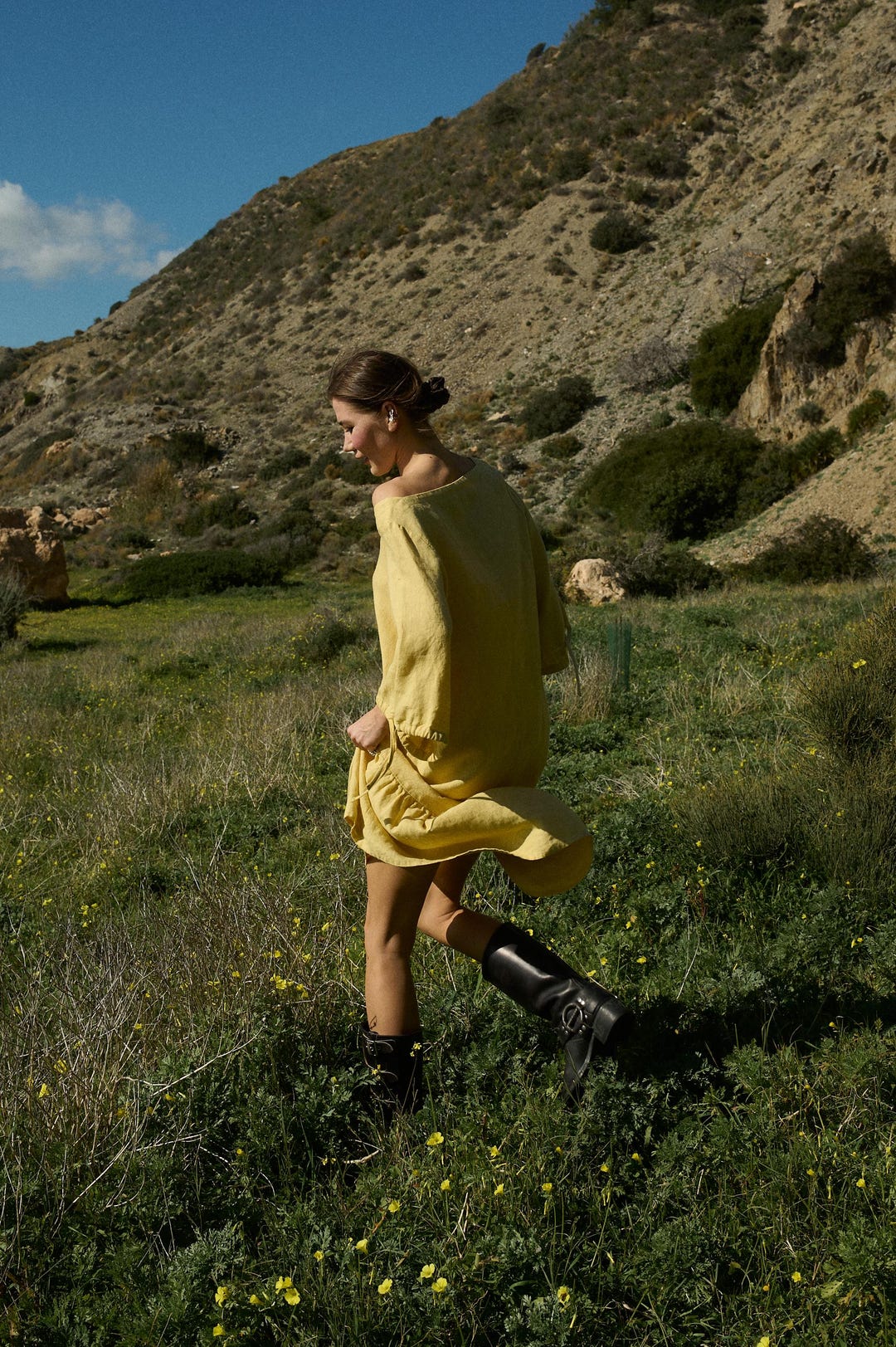 Ready to Ship - Vilte Butter Linen Dress - Linen Dress - Ruffled Skirt ...