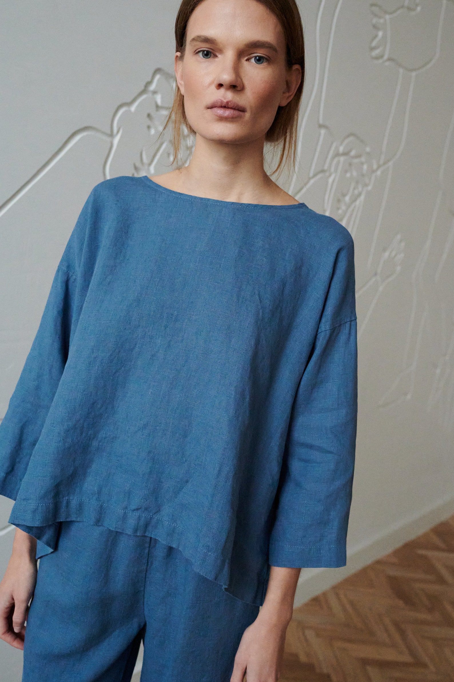 Harper Stellar Blue Tunic - Linen Blouse - Linen Tunic - Linen Shirt ...