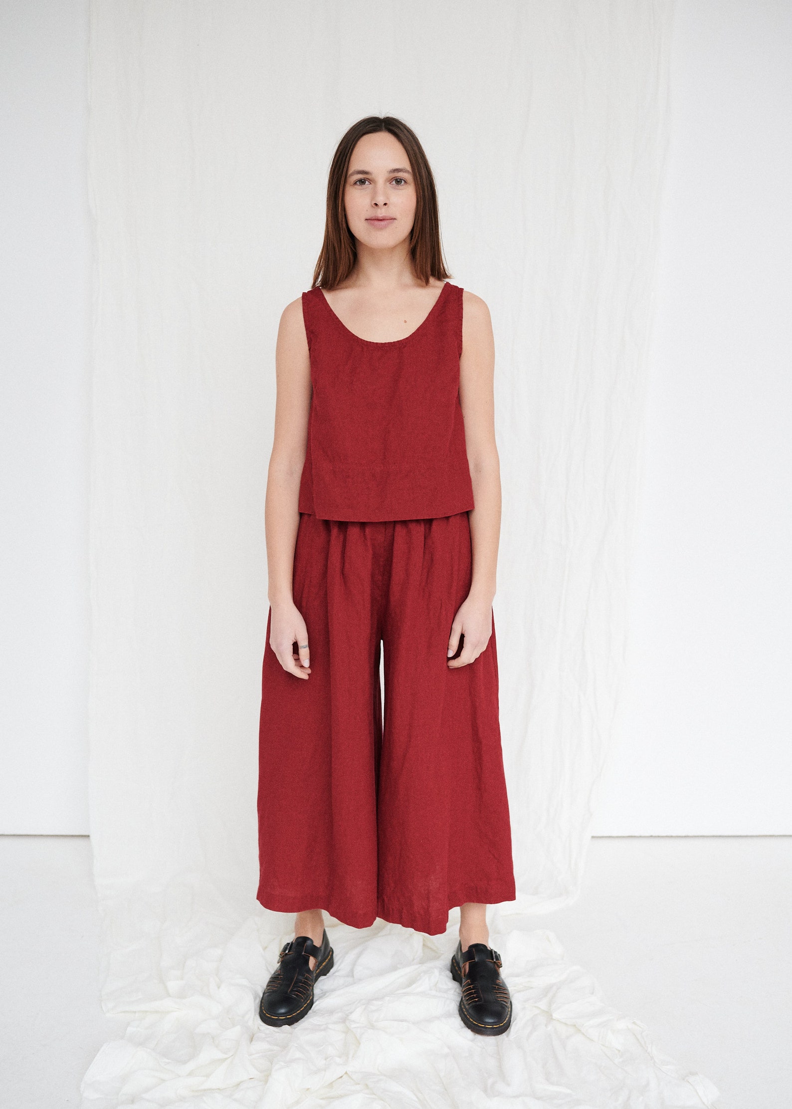 Malibu Burgundy Red Top - Linen Top - Linen Blouse - Linen Tank Top ...