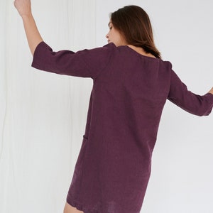 Rose Eggplant Violet Dress Linen Dress Minimal Linen Dress - Etsy