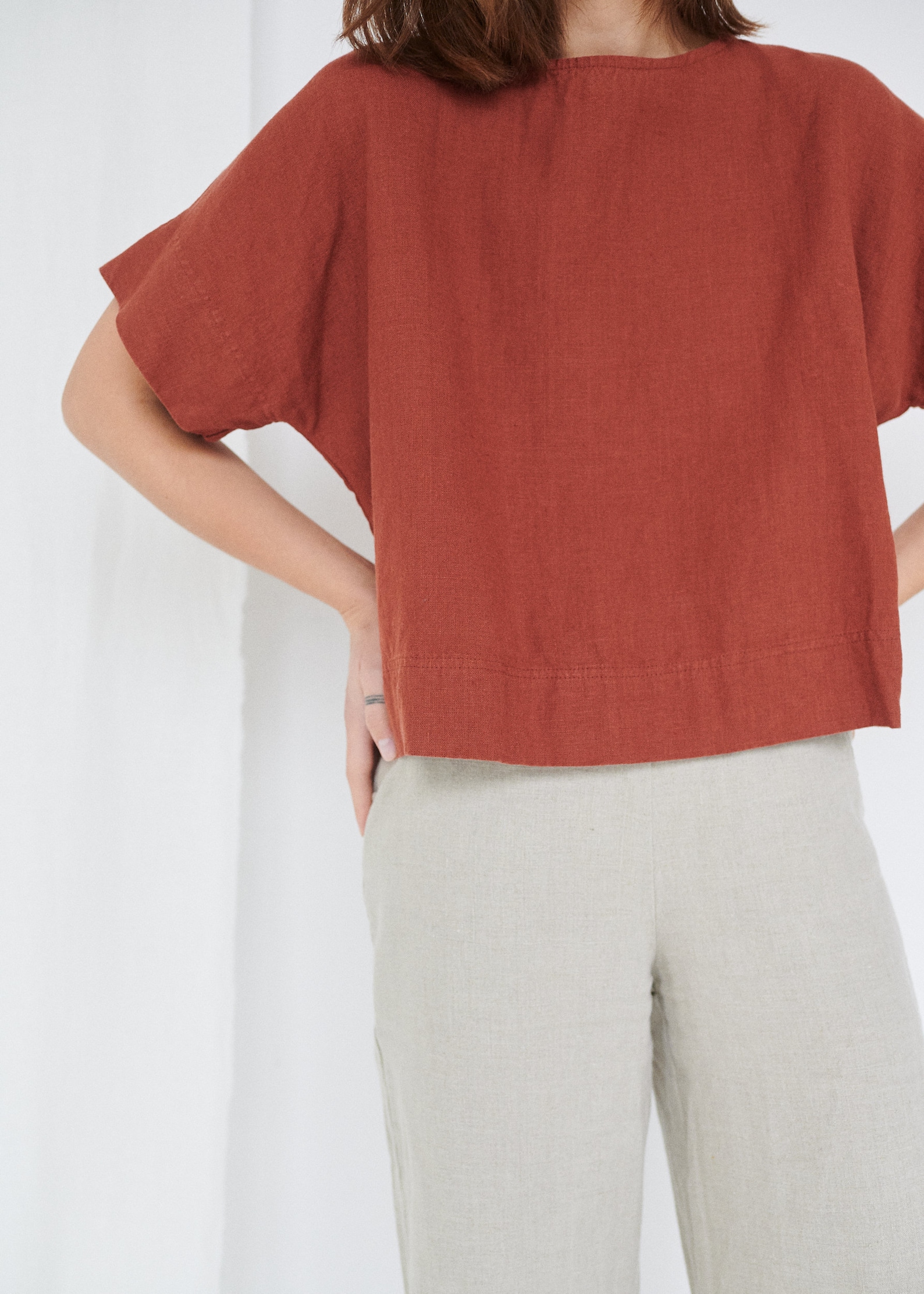 Mona Terracotta Top Linen Top Oversized Linen Top Linen | Etsy