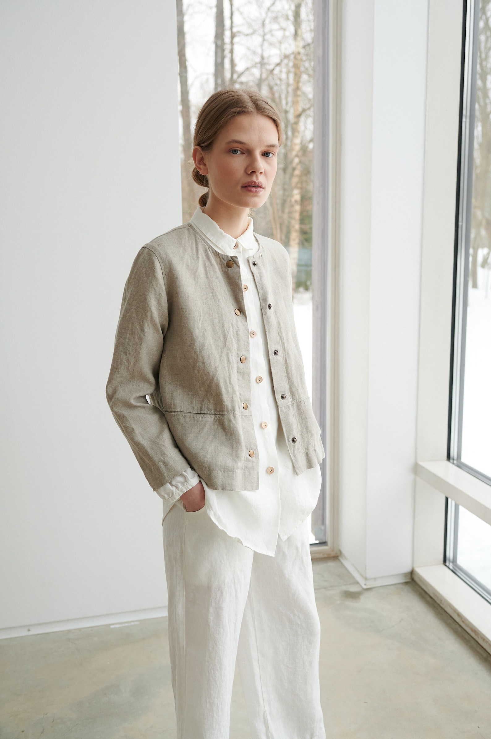 Francis Natural Grey Jacket Medium Weight Linen Jacket - Etsy