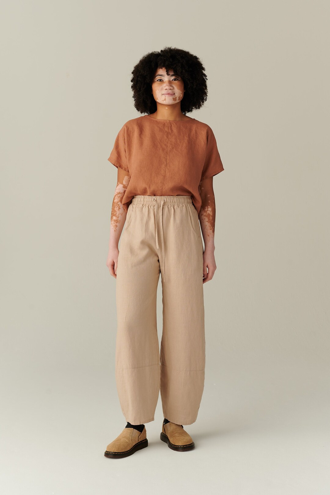 Iris Mocha Mousse Linen Top - Oversized Linen Top - Linen Blouse ...