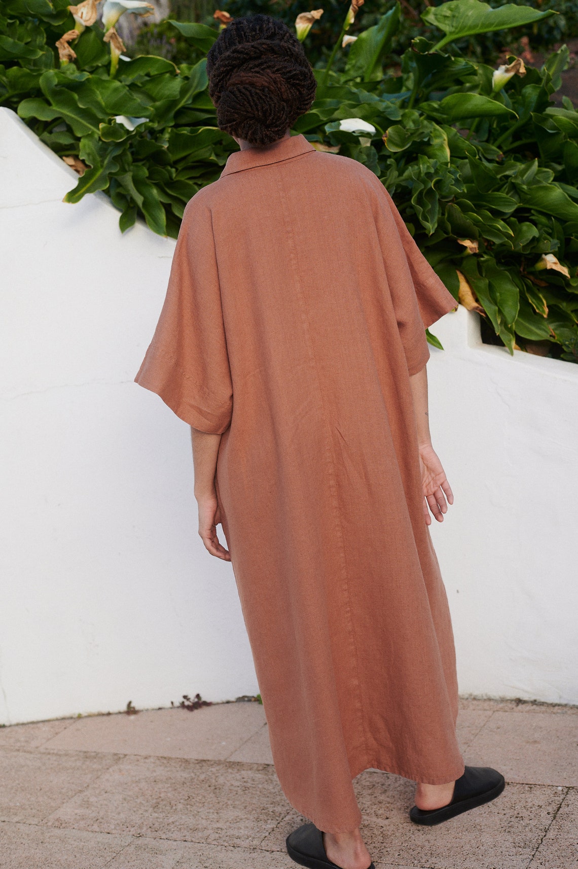 Annika Mocha Mousse Linen Dress - Oversized Dress - Snap Button Linen ...