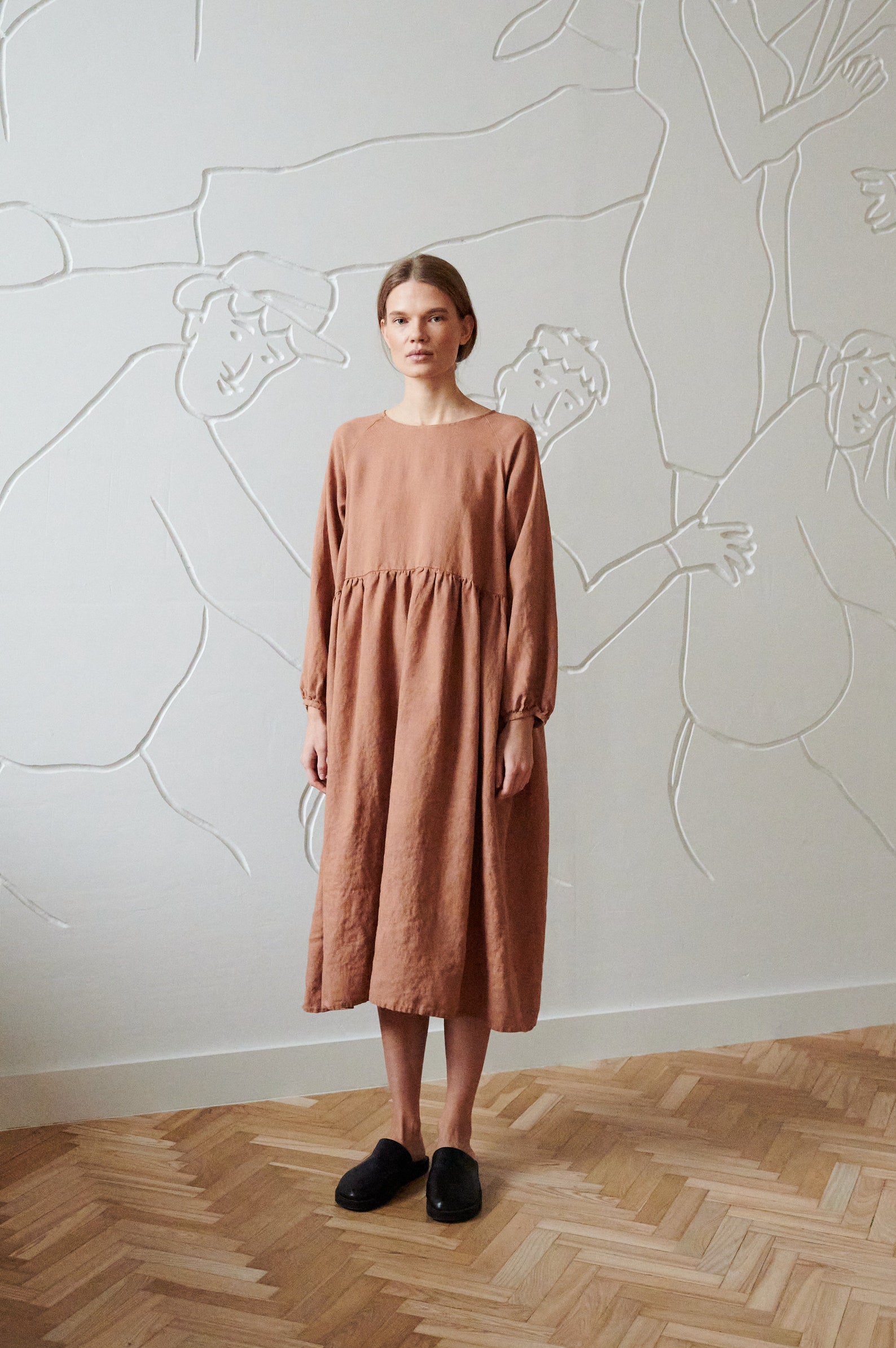 Margo Mocha Mousse Linen Dress - Linen Dress - Fall Linen Dress - Long ...