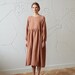 Margo Mocha Mousse Linen Dress - Linen Dress - Fall Linen Dress - Long ...