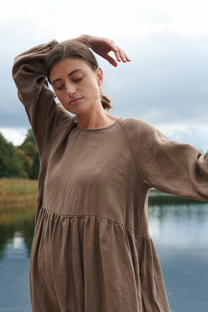 Margo Cacao Linen Dress Linen Dress Fall Linen Dress - Etsy