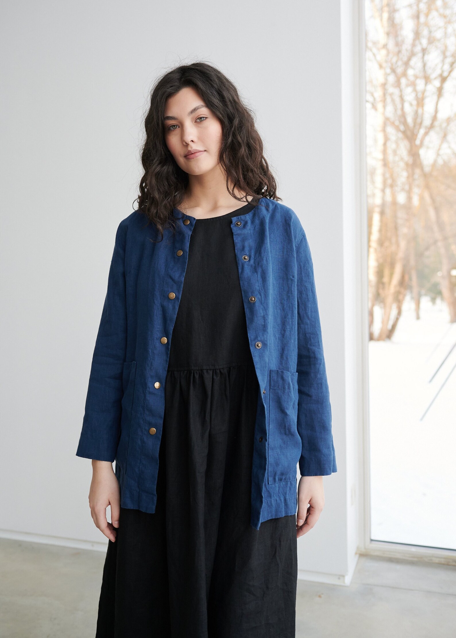 Leone Heavy Navy Blue Jacket Heavy Linen Jacket Long Linen - Etsy