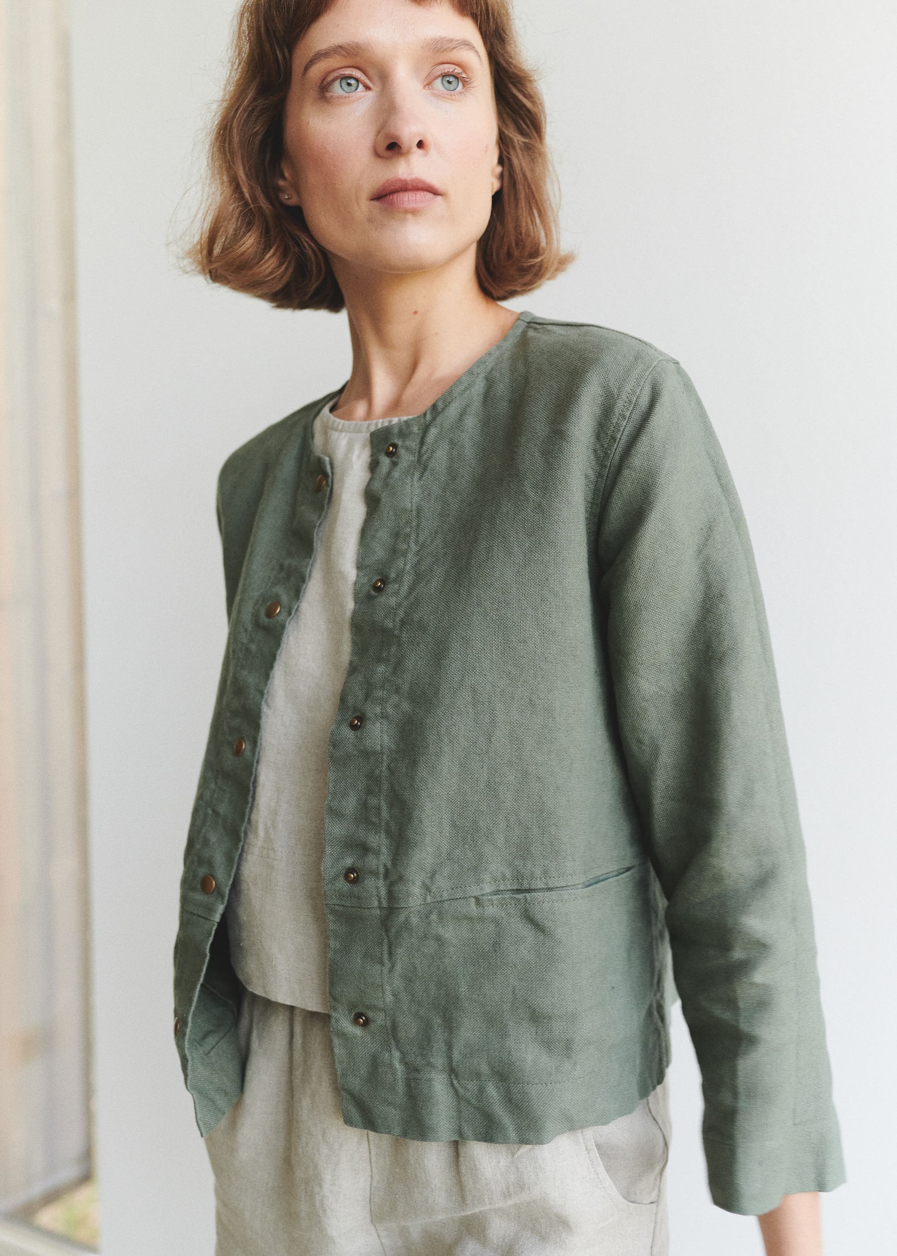 Francis Heavy Pine Green Jacket Heavy Linen Jacket Short | Etsy