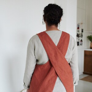 Rita Heavy Terracotta Apron - Pinafore Apron - Heavy Linen Apron ...