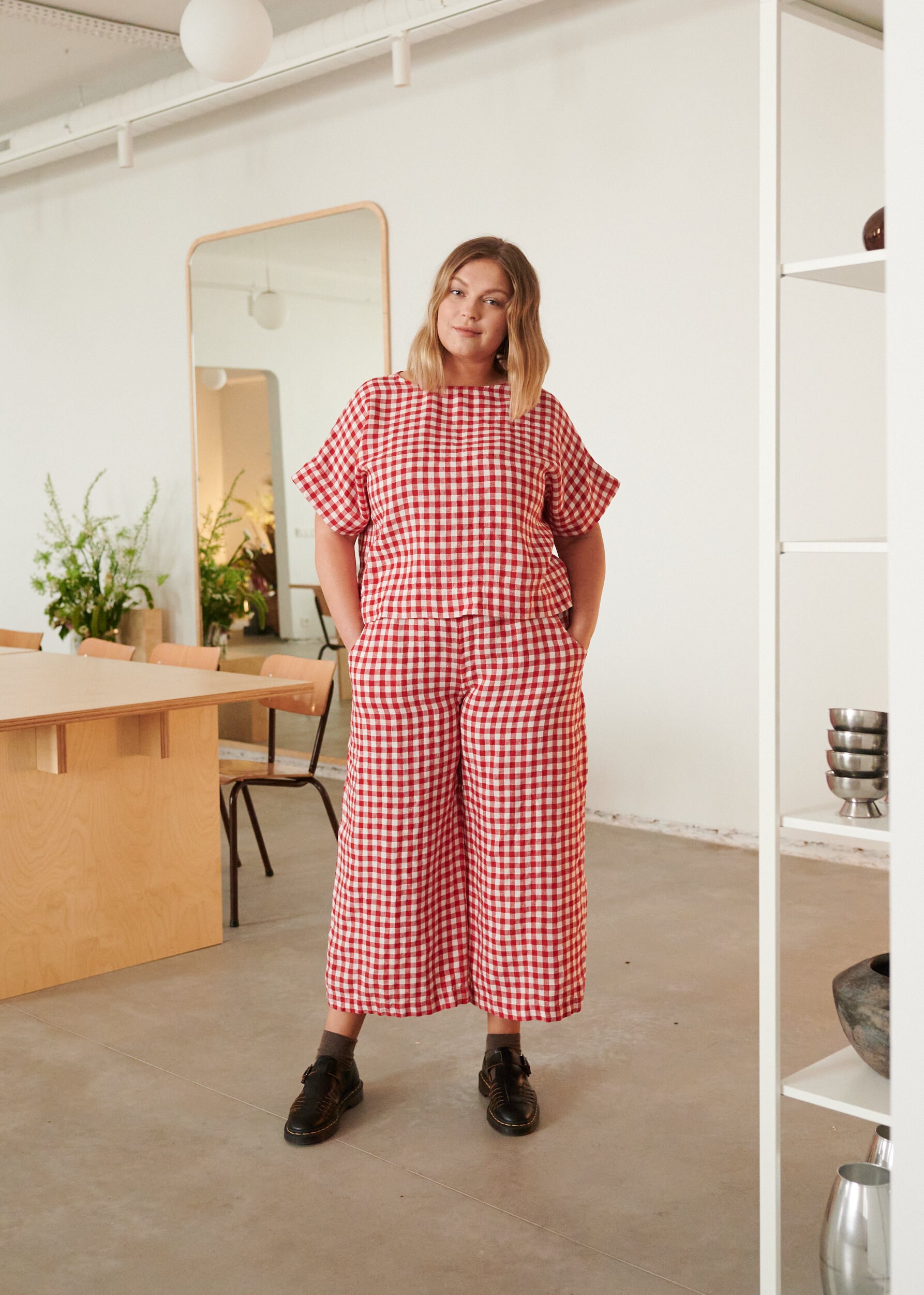 Mona Red Gingham Top Basic Linen Top Oversized Linen Top - Etsy