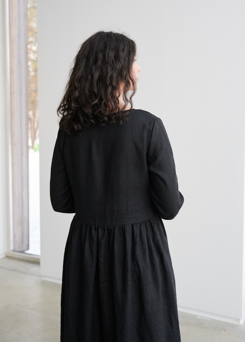 Alice Black Dress Long Linen Dress Maxi Linen Dress Soft - Etsy