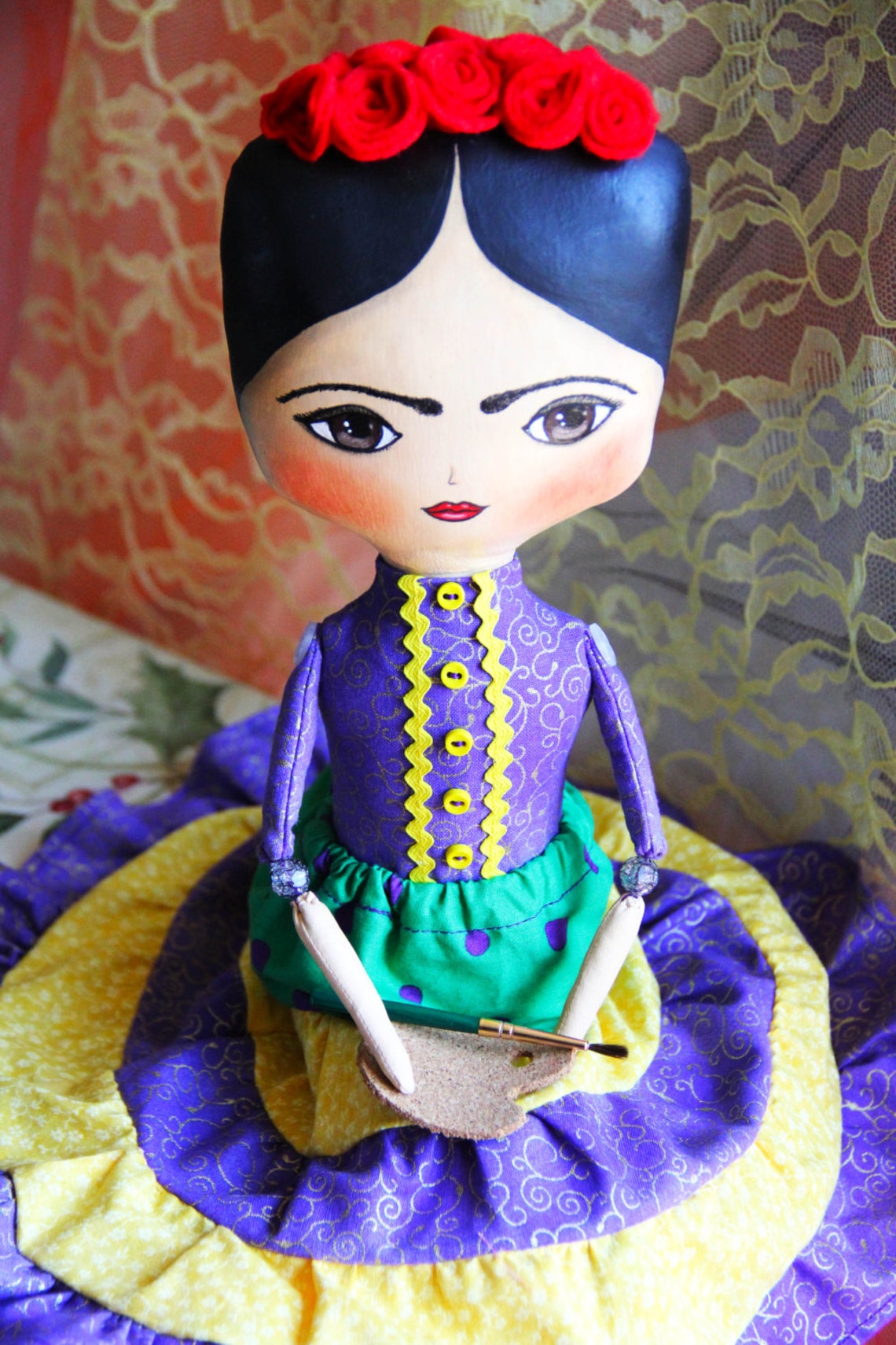 Frida Kahlo Mixed Media Doll, Textile Doll, Art Doll, Stuffed Doll - Etsy