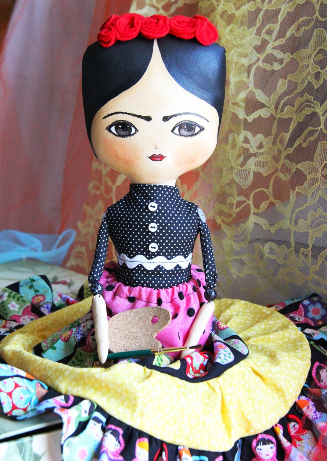 Frida Kahlo Mixed Media Doll, Textile Doll, Art Doll, Stuffed Doll - Etsy
