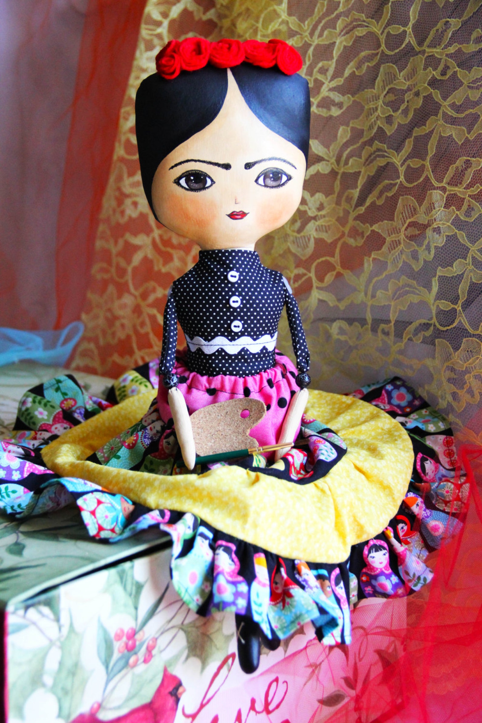 Frida Kahlo Mixed Media Doll, Textile Doll, Art Doll, Stuffed Doll - Etsy