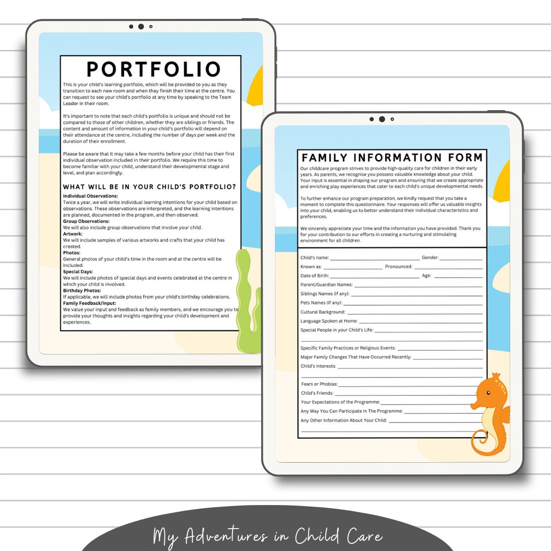 CANVA TEMPLATE / Child Portfolio Templates Starter Kit Ocean Theme EYLF ...