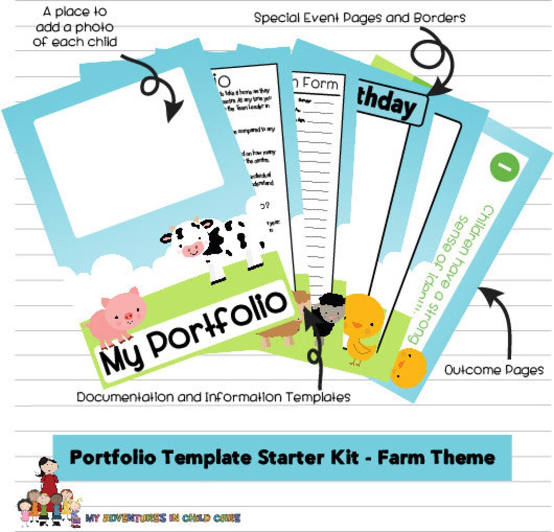 Child Portfolio Templates Starter Kit Farm Theme - Etsy Canada
