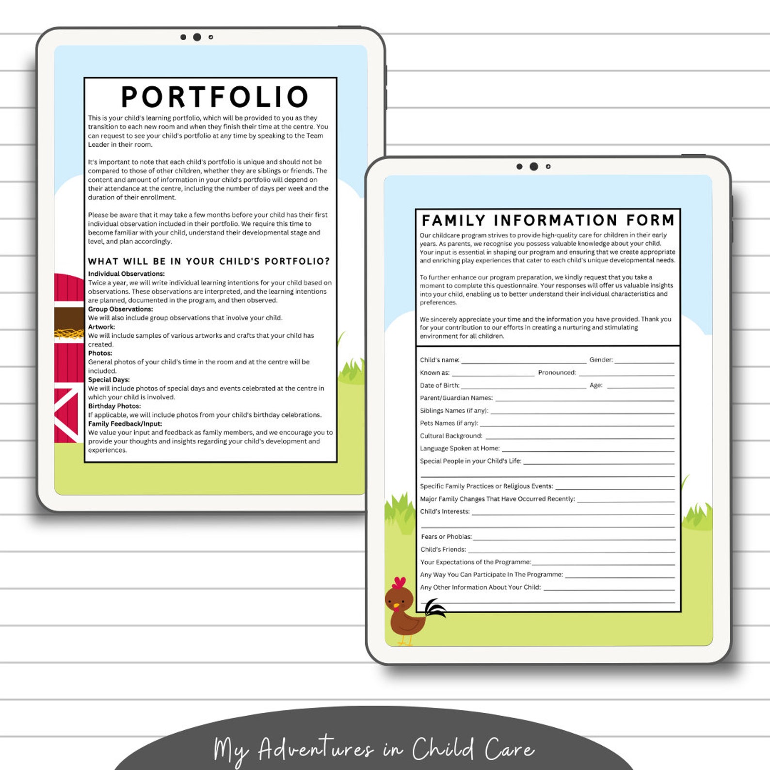 Child Portfolio Templates Starter Kit - Farm Theme EYLF V2.0 - Etsy