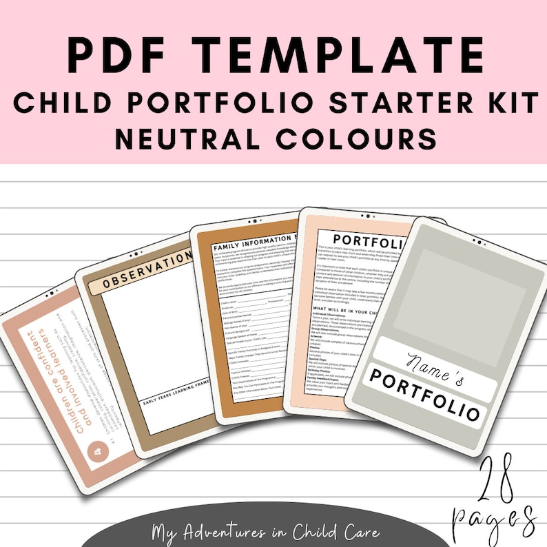 PDF Child Portfolio Templates Starter Kit - Neutral Colours EYLF V2.0 ...