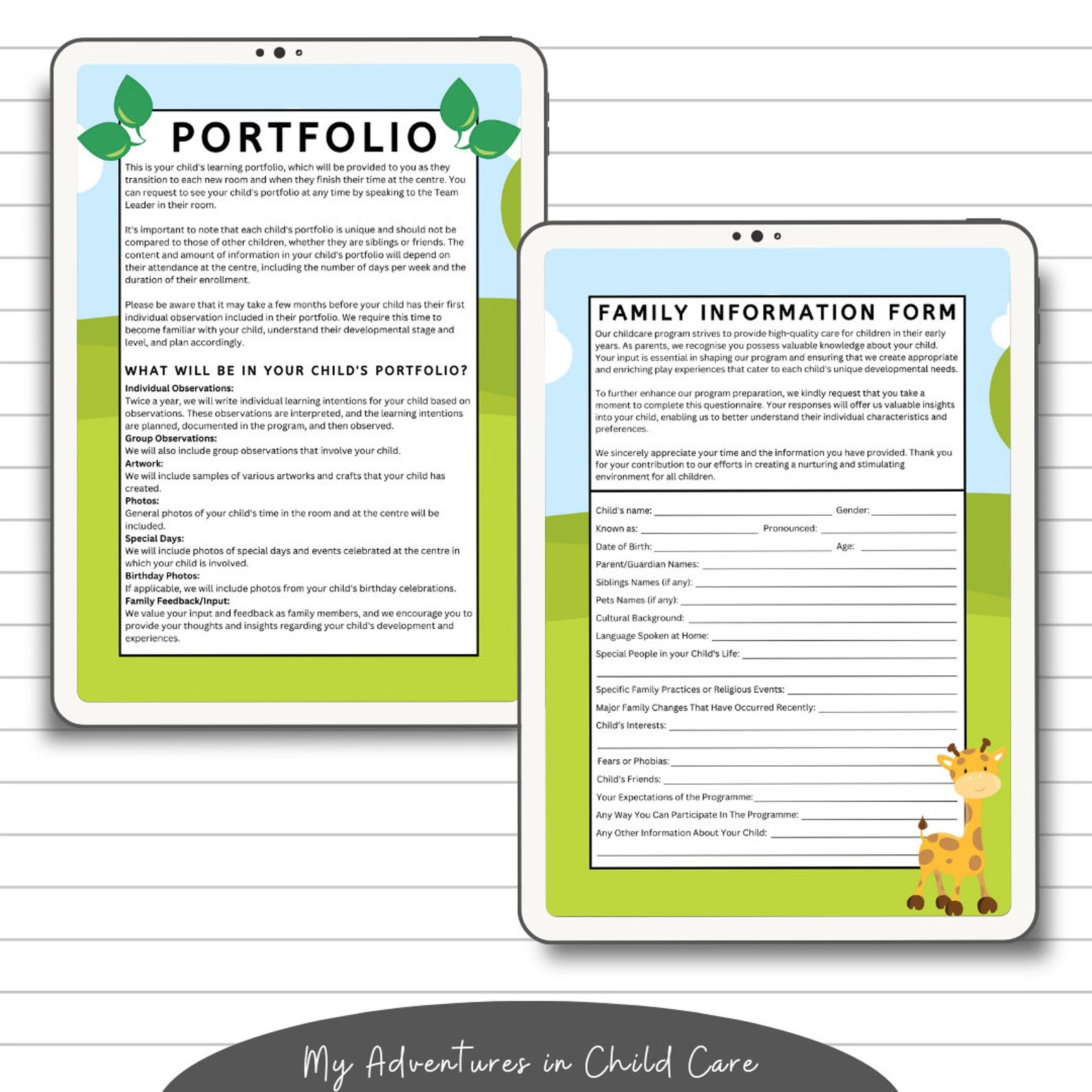 CANVA TEMPLATE / Child Portfolio Templates Starter Kit - Farm Theme ...