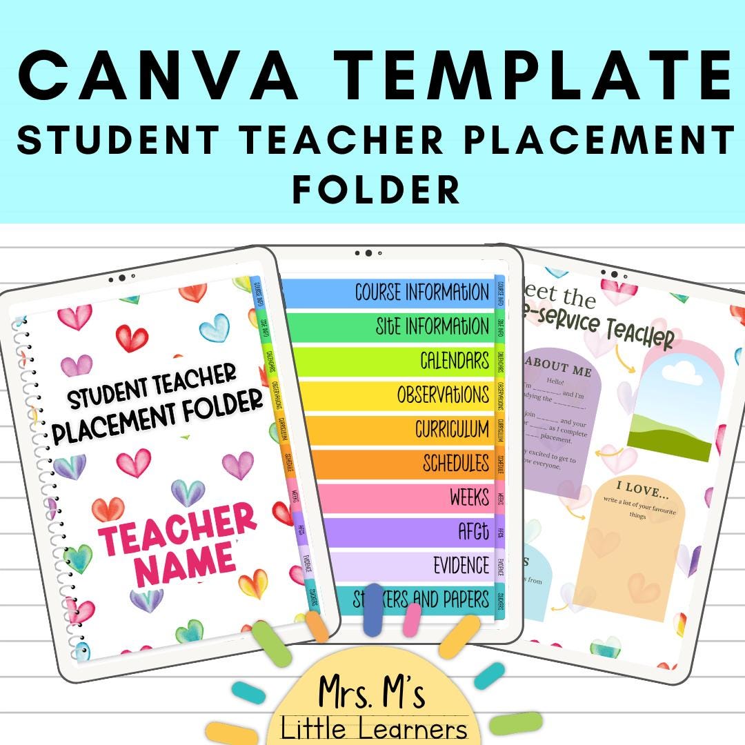 Canva Template Student Teacher Placement/prac Folder - Afgt Included ...