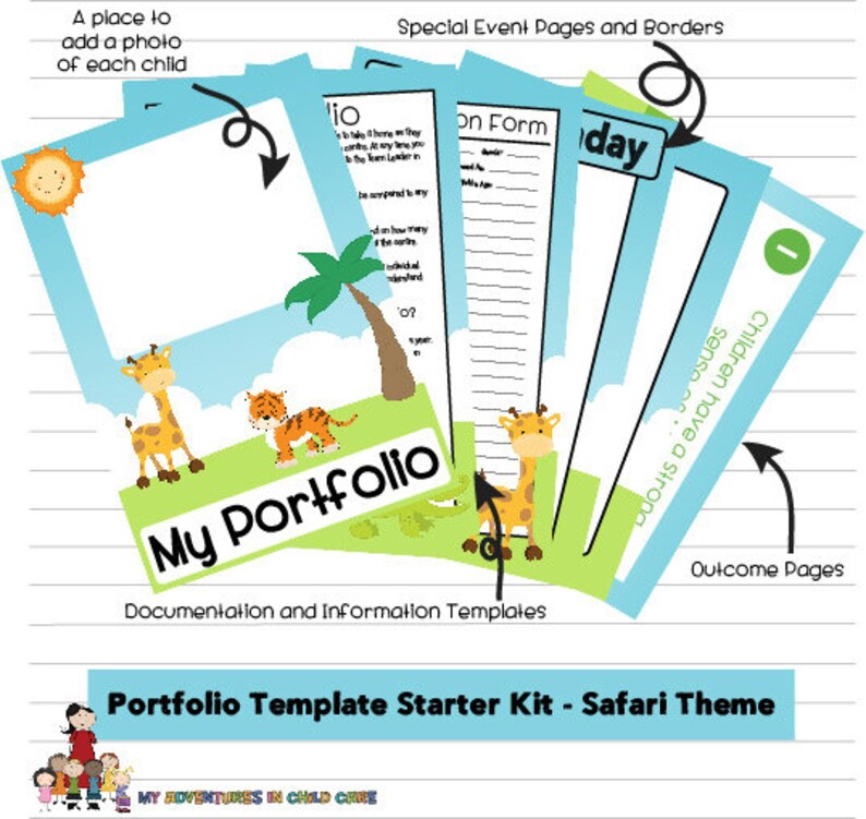 Child Portfolio Templates Starter Kit Safari Theme - Etsy Australia