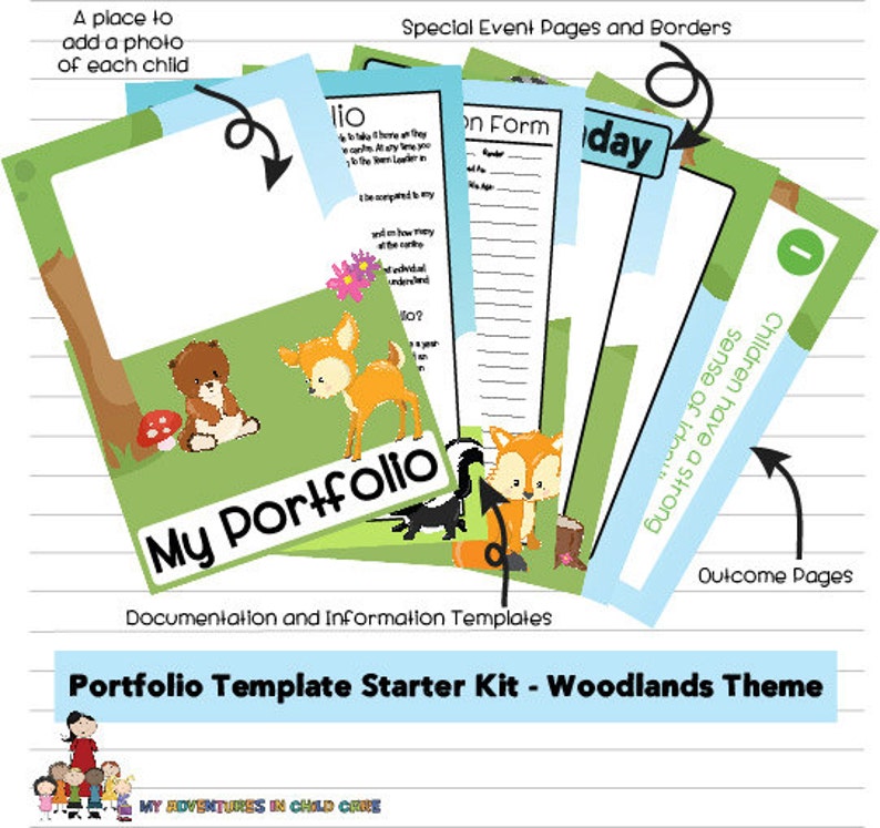 Child Portfolio Templates Starter Kit Woodlands Theme - Etsy Australia