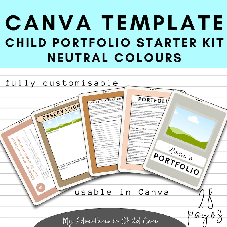 CANVA TEMPLATE / Child Portfolio Templates Starter Kit - Neutral ...