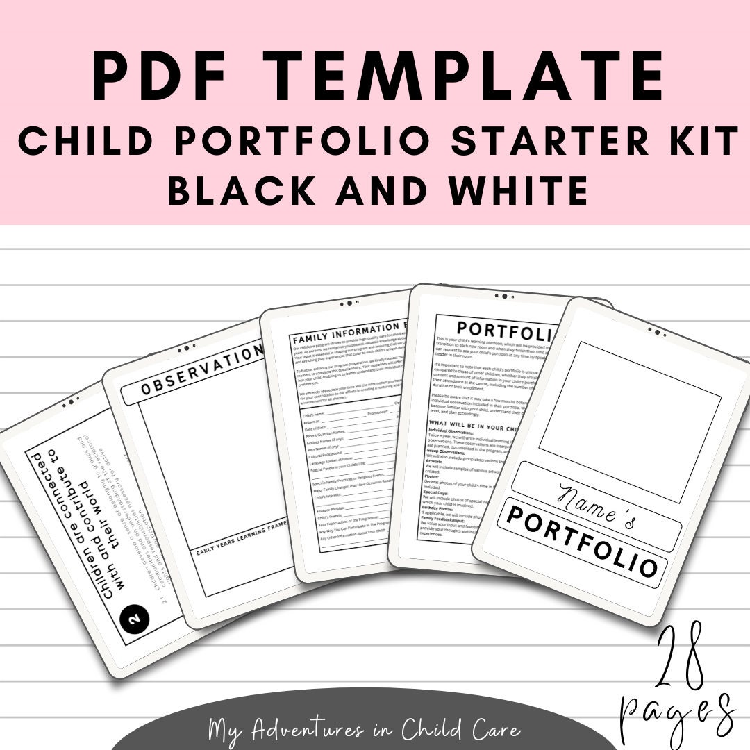 PDF Child Portfolio Templates Starter Kit - Black and White EYLF V2.0 ...