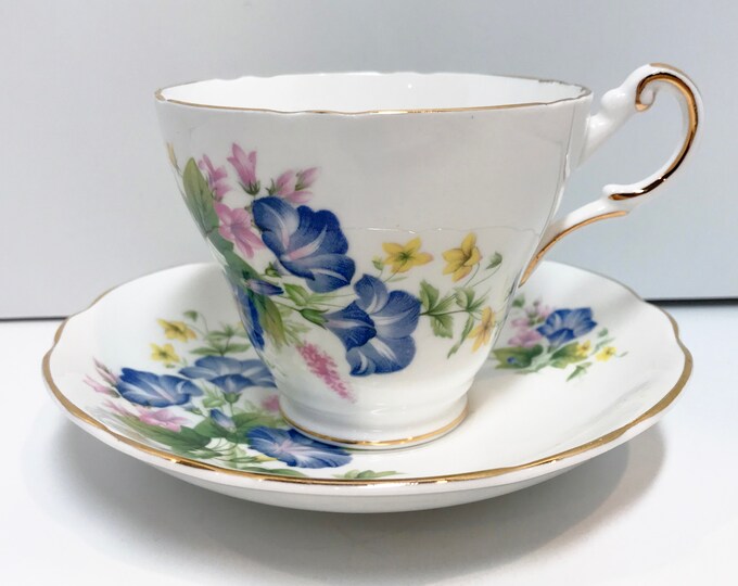 Regency Tea Cup and Saucer Morning Glory Pattern English Tea Cup ...