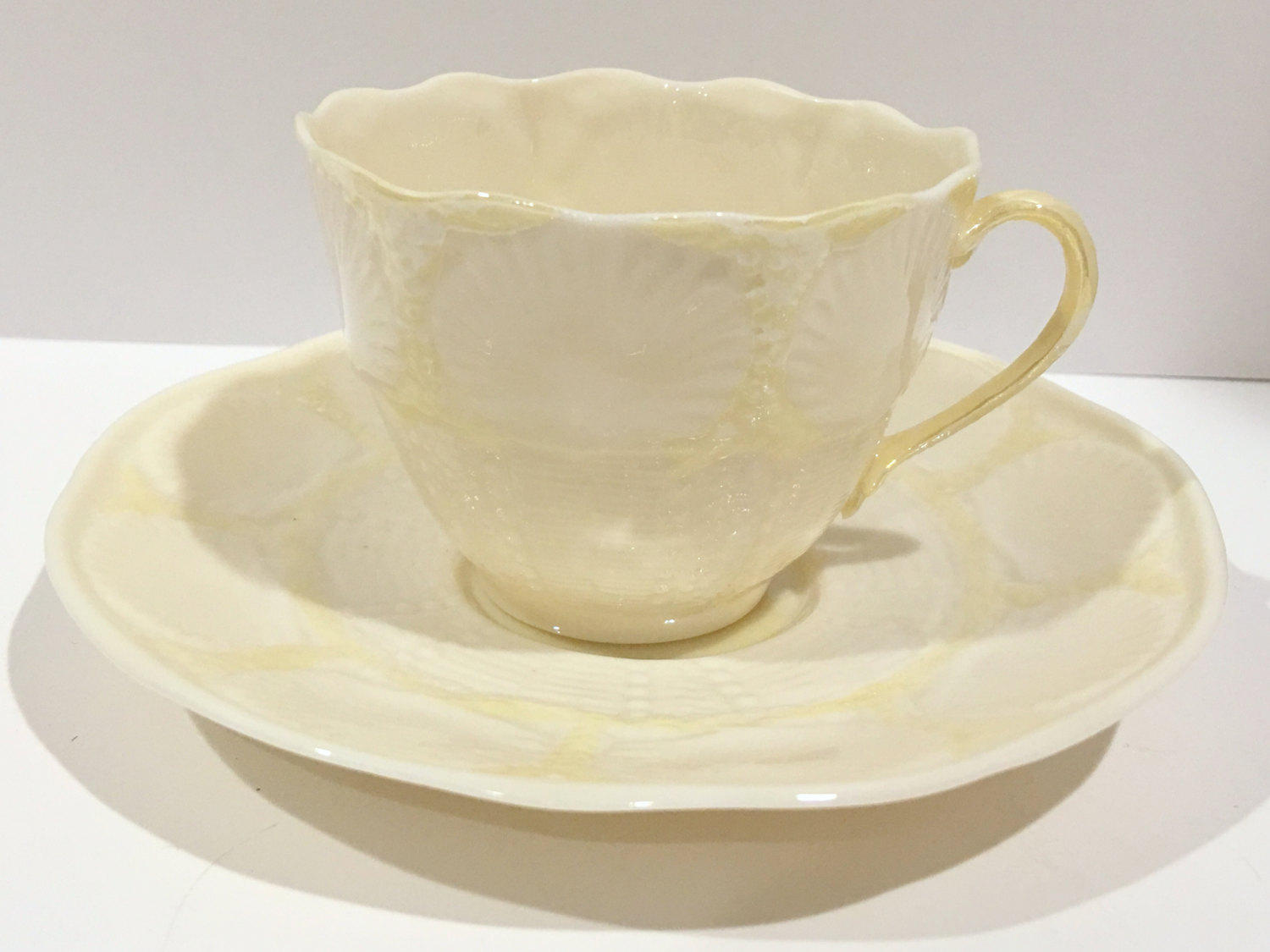 Belleek Tea Cup and Saucer, Irish Tea Cup, Shell Belleek China, Irish ...