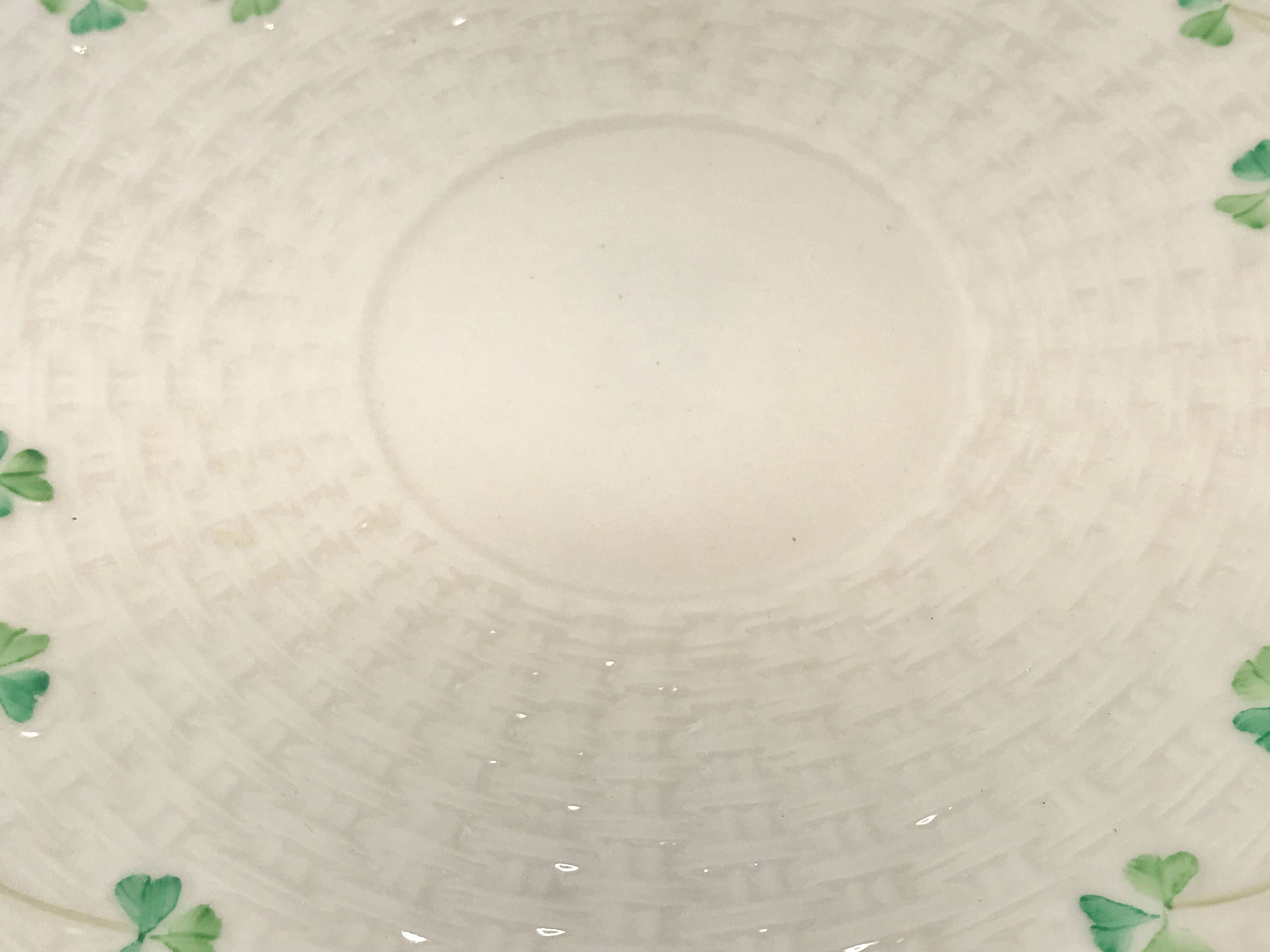 Shamrock Ware Cake Plate, Black Mark Belleek, Shamrock Tea Ware Bread ...