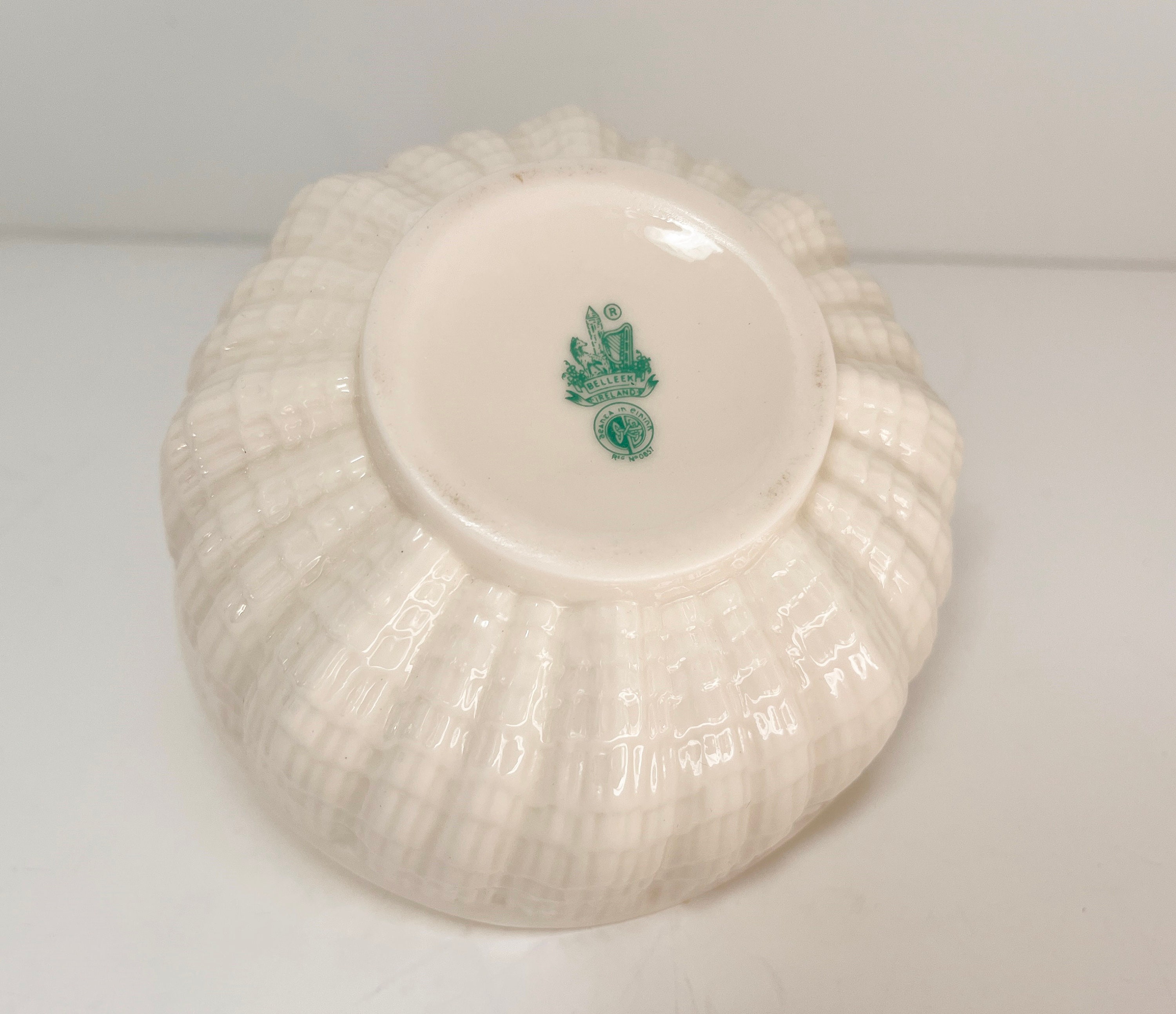 Reserved for SR, Belleek Bowl, Limpet Bowl, Green Mark Belleek, Irish ...