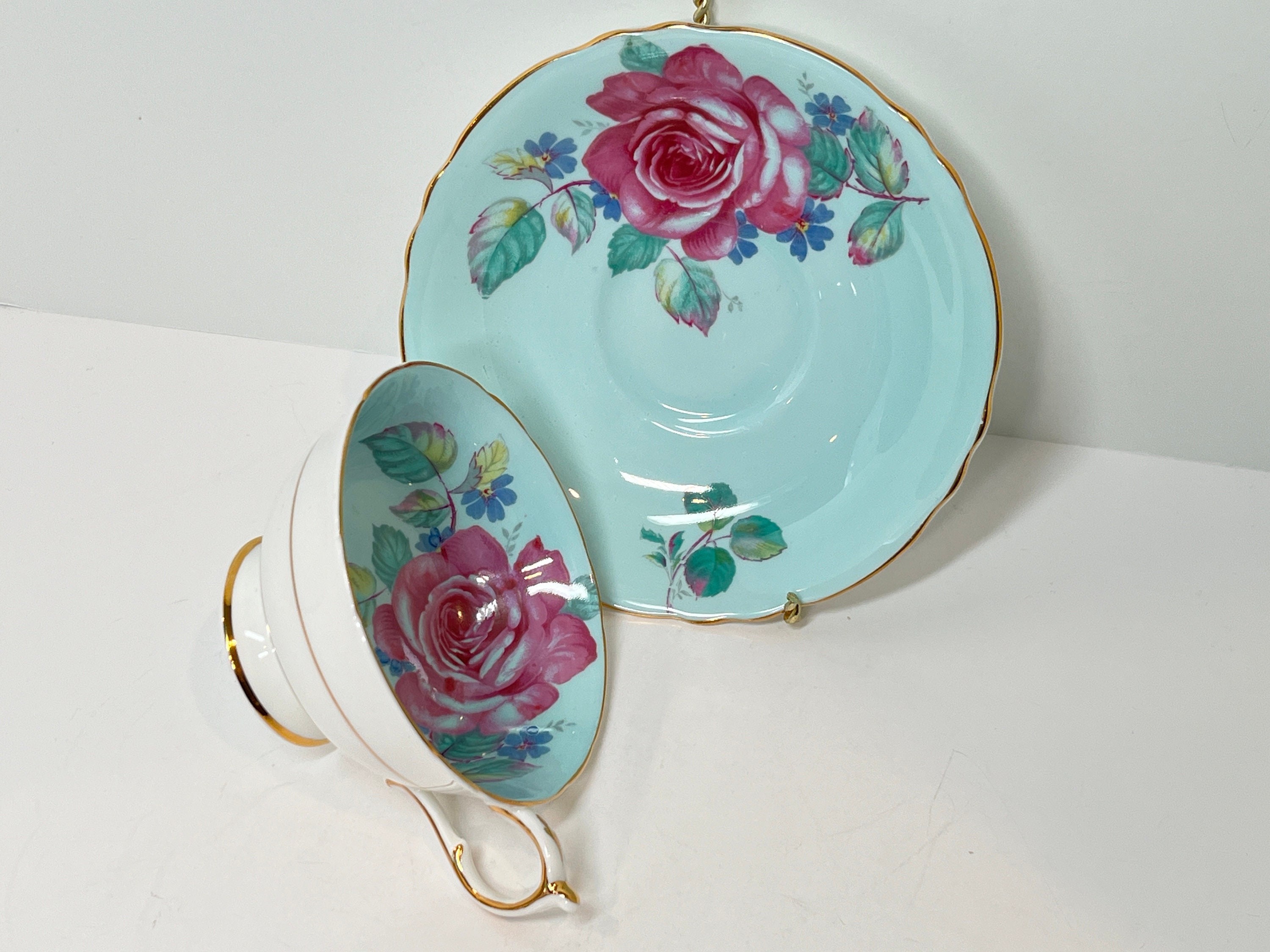 Large Rose Paragon Teacup and Saucer , Pink Rose Cups , Double Warrant ...