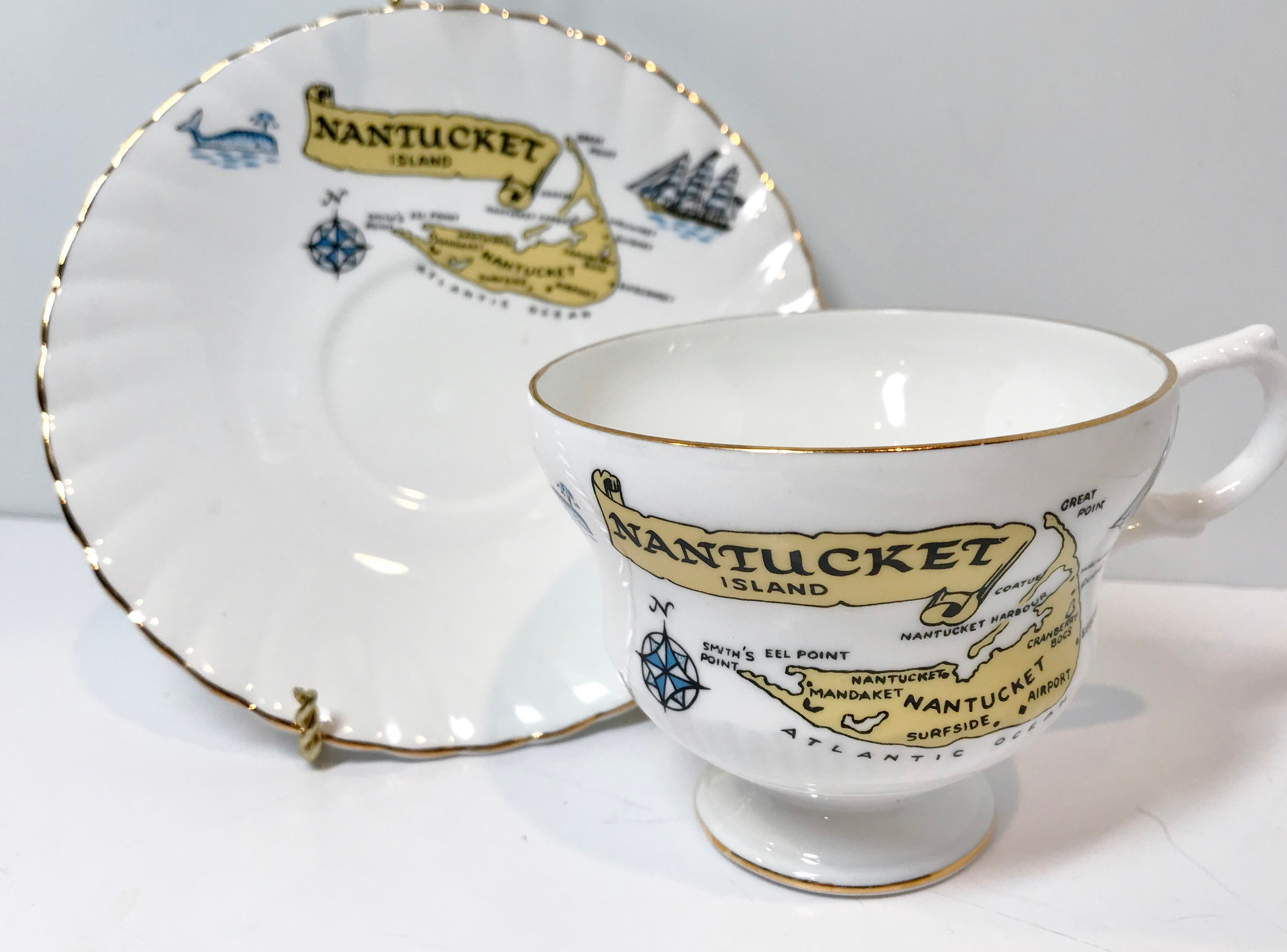 Nantucket Tea Cup and Saucer, Nantucket Cup, Enco National Teacup and ...