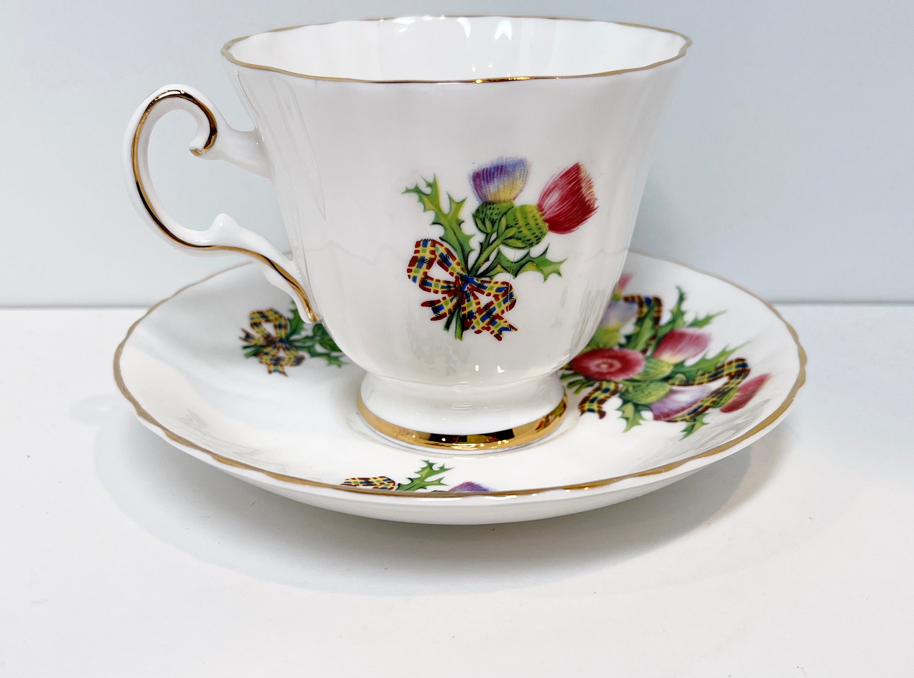 Thistle by Royal Grafton Teacup and Saucer, Scottish Teacup, Antique ...