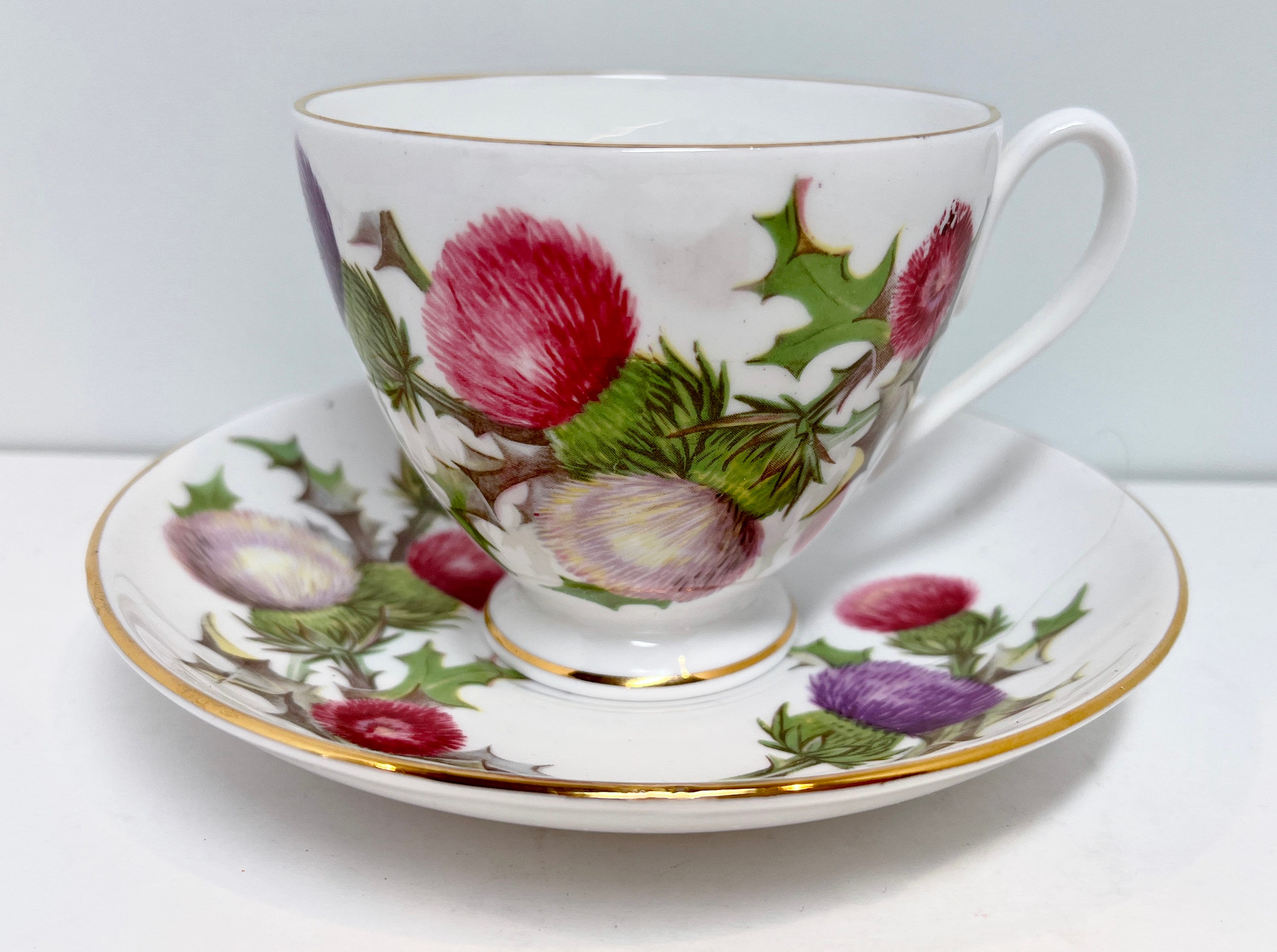 Thistle Tea Cup and Saucer, Crown Teacup, Scottish Teacups, Antique ...