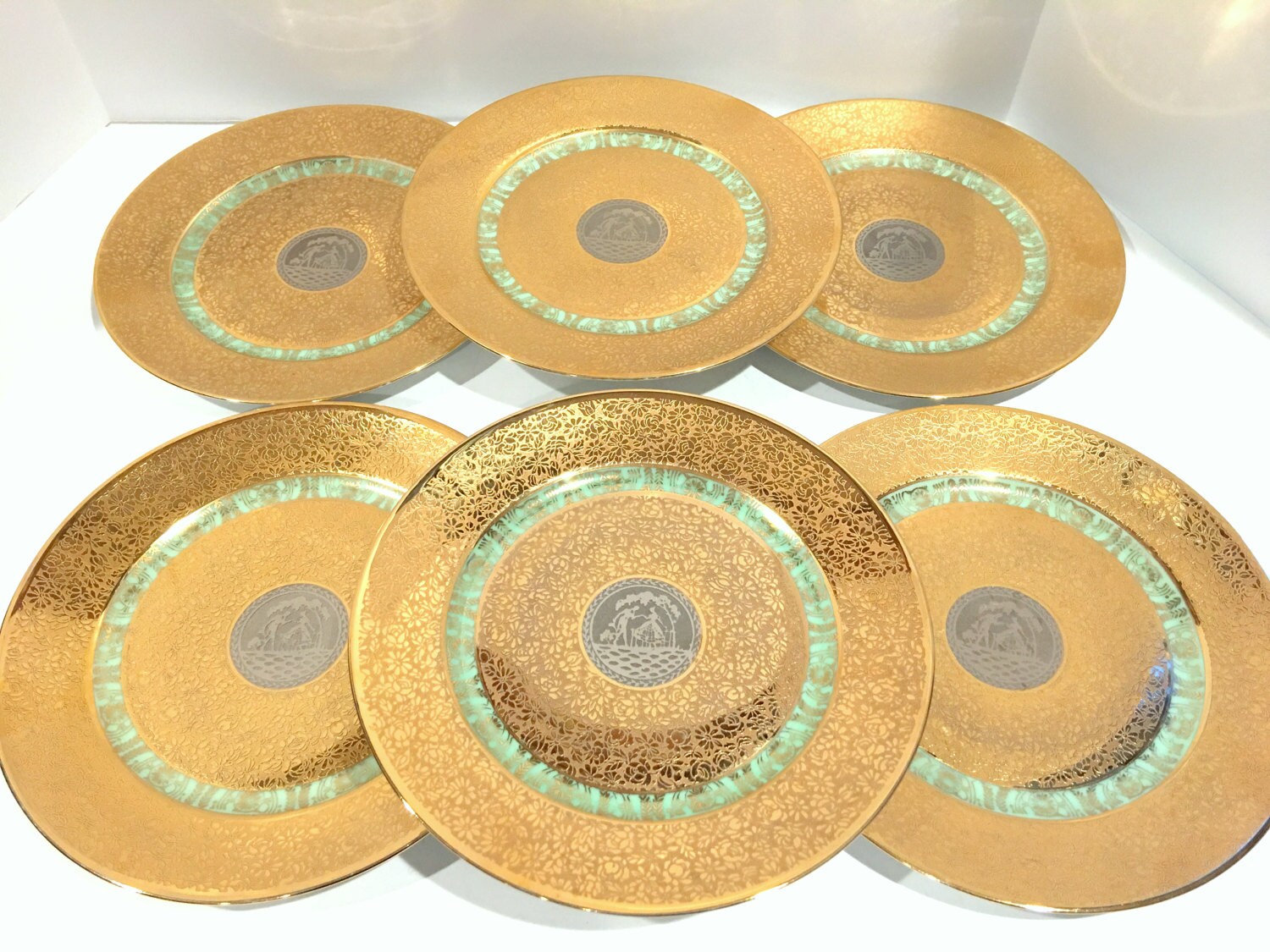 Reserved, Courting Couple Plates, Six Gold Plates, Love Story Plates ...