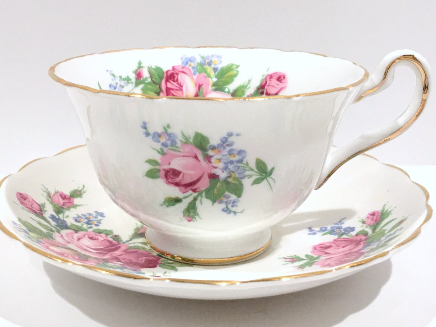 Rosina Tea Cup and Saucer, English Bone China, Made in England, Pink ...