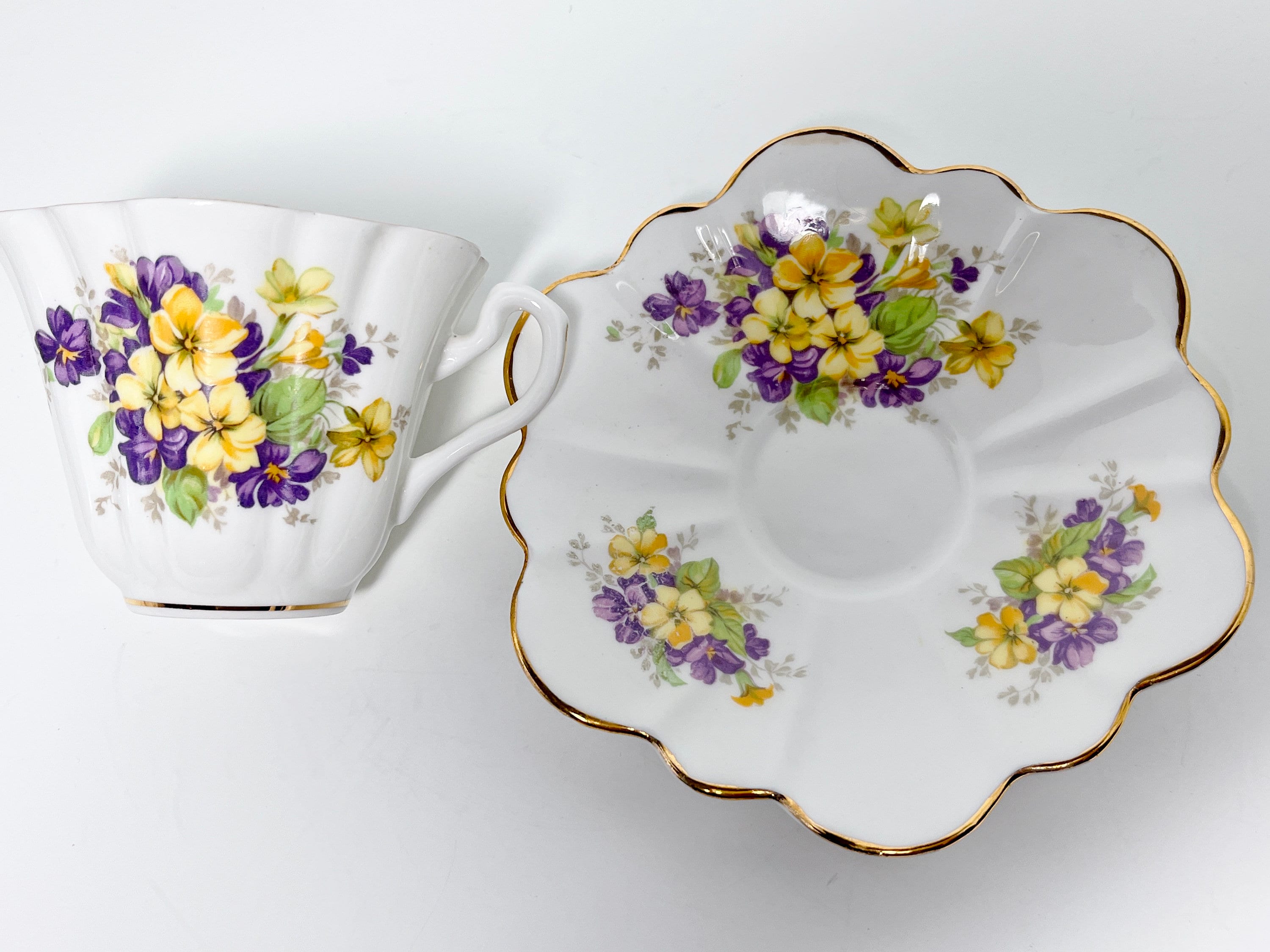 Crown Tea Cup and Saucer, Floral Tea Cups, English Bone China Cups ...