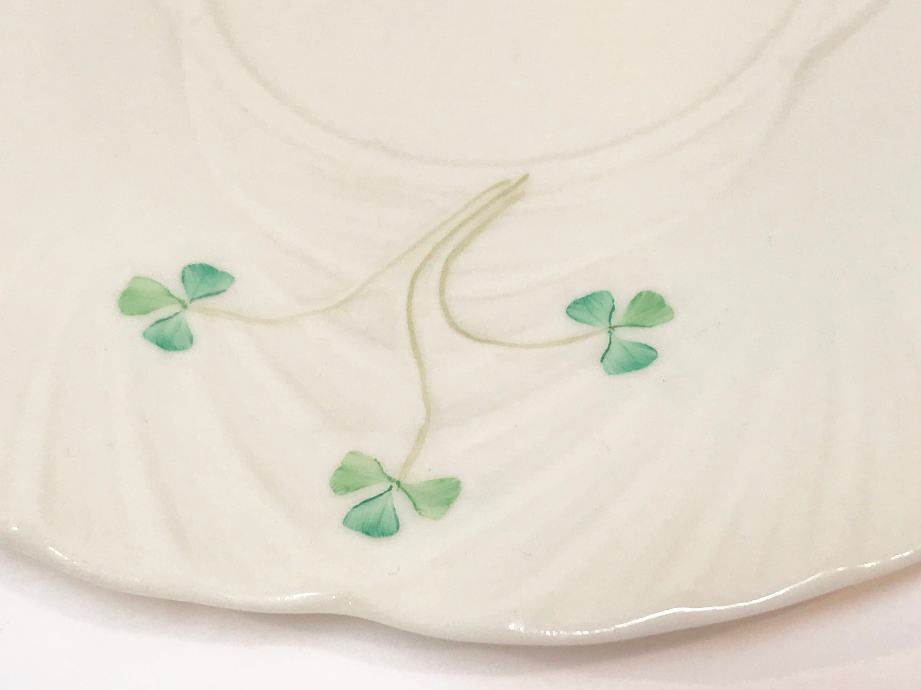 Shamrock Plate, Green Mark Belleek Plate, Harp Shamrock Ware Plate ...