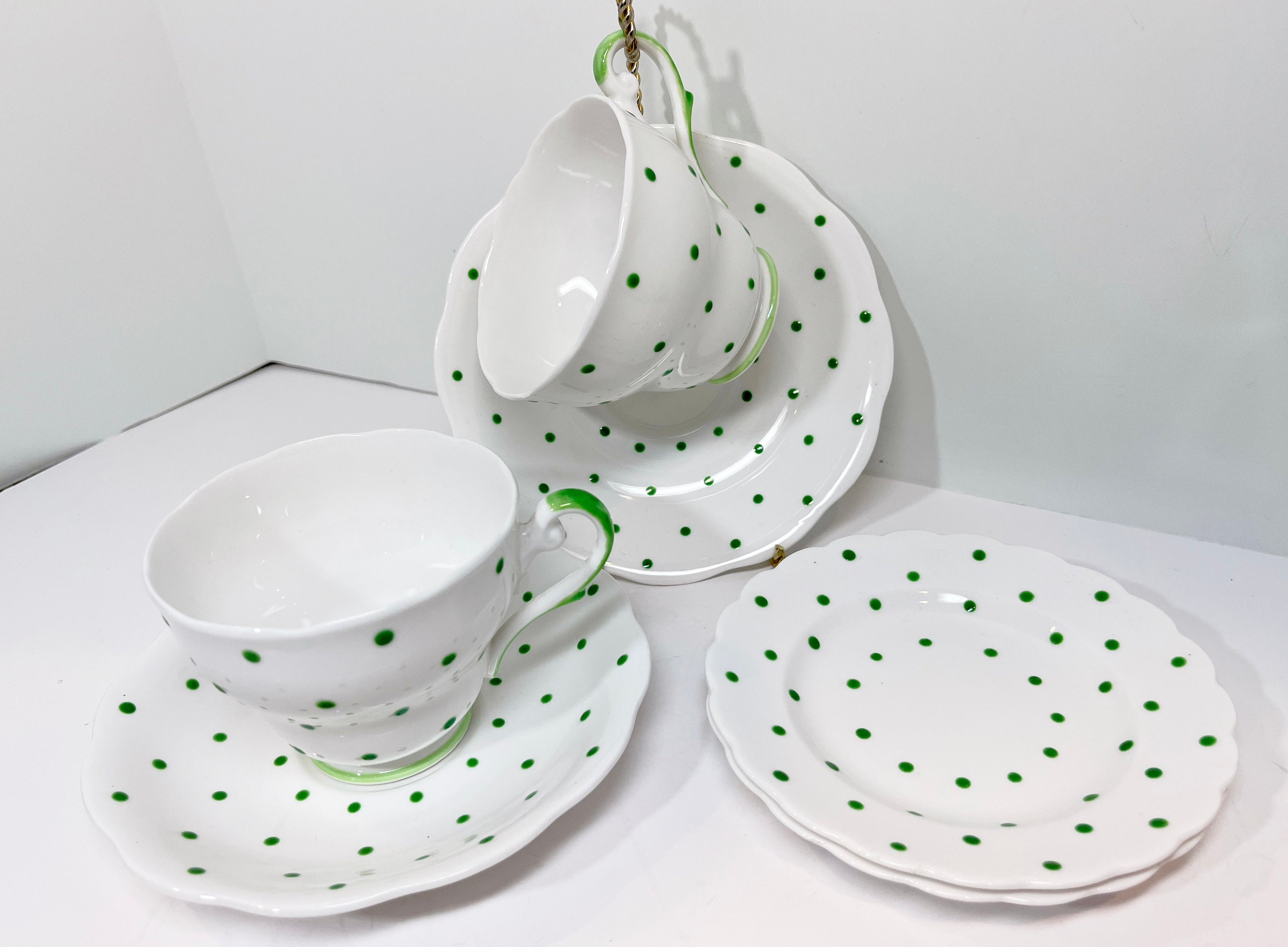 Royal Standard Tea Cups , Polka Dot Pattern , English Teacup, Matching ...