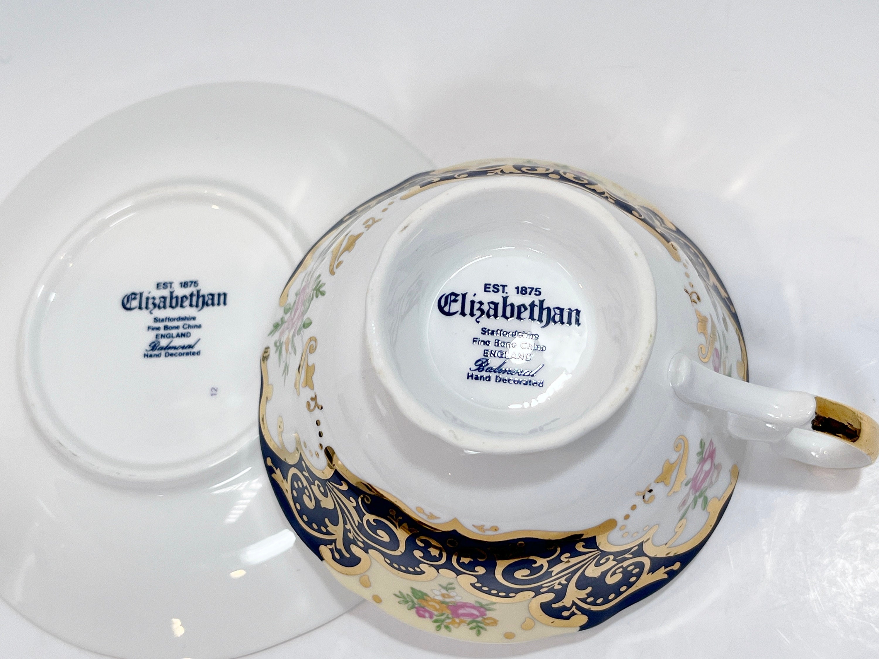 Balmoral Teacup , Navy Gold Tea Cup , Elizabethan Teacup , English ...